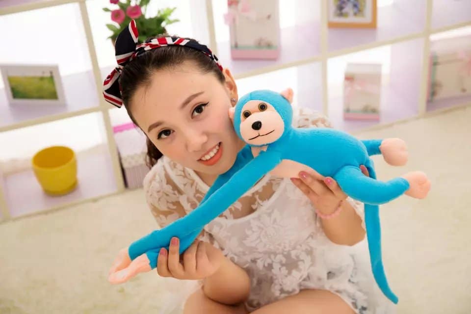 Plüschtier Kawaii-Affe mit langem Schwanz, blau - kuscheltier ...