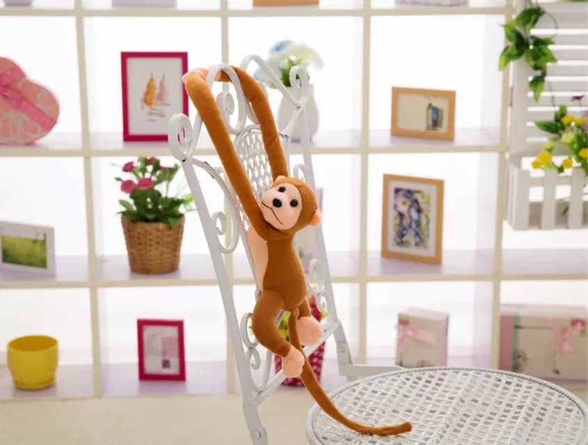 Plüschtier-Kawaii-Affe mit langem Schwanz, braun - kuscheltier ...